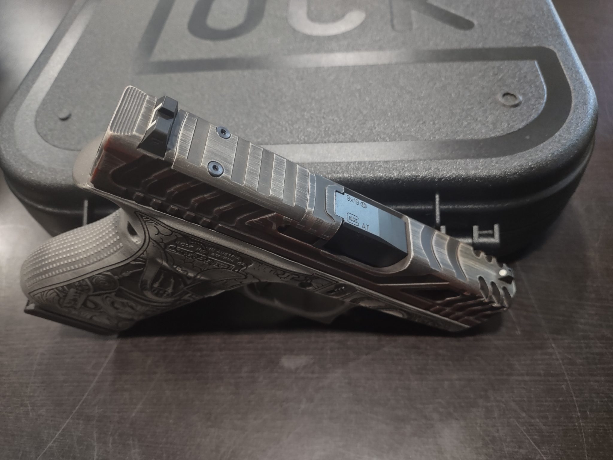 Glock 43X 9mm Rising Sun Bushido Battle Worn (Ported and Optic Ready ...