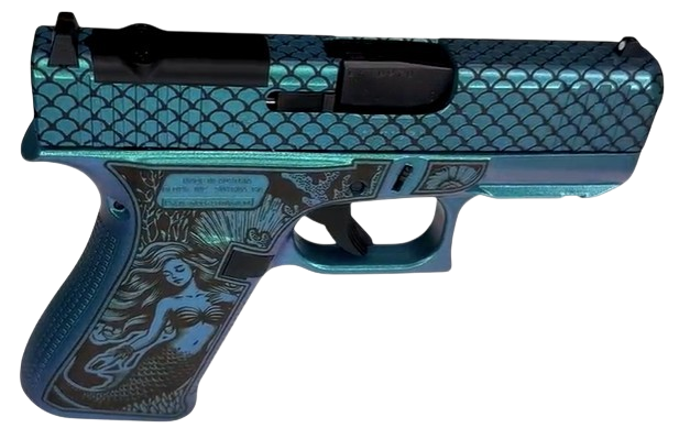 Glock 43x MOS 9mm Laser Mermaid Iridescent Blue - S and S Guns